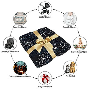 Constellation Space Big Blanket Throw, Flannel Fleece Cozy Microfiber for Couch Home Bed Sofa Travel Lap Chairs Dorm, The Best Celestial Star Gift for Son Daughter Mom 80"x60" Blanket for Adults