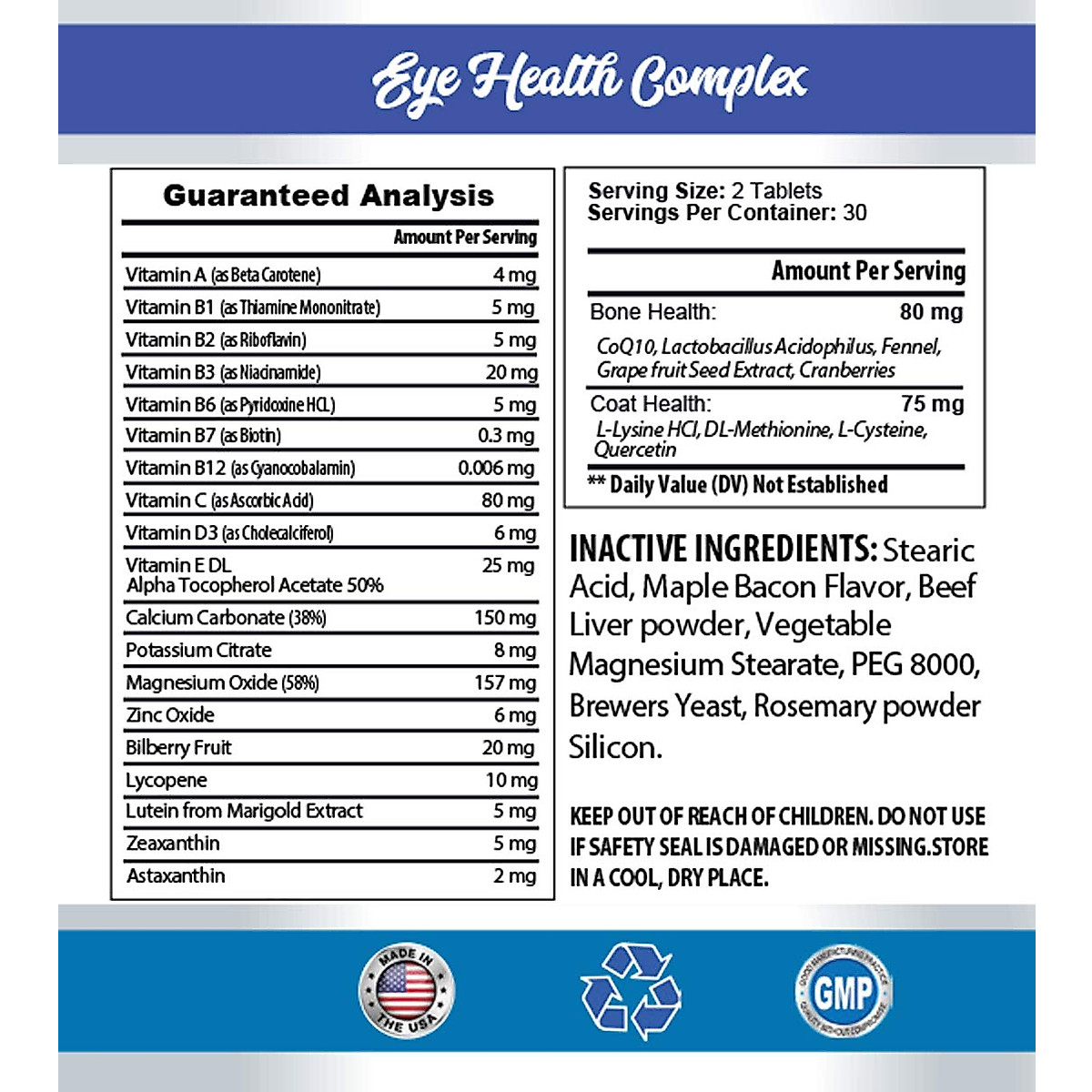 PET SUPPLEMENTS Dog Urinary Tract Support - Dog Total Health Complex - Eye Teeth Hair Joint Support - Advanced - Vitamin b3 for Dogs - 2 Bottles (120 Tablets)