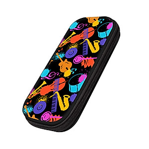 Carrying Case Compatible with Switch 2017 / Switch OLED 2021 Console Joy-Con with 10 Game Card Slots , Jazz musicpattern with musical instruments