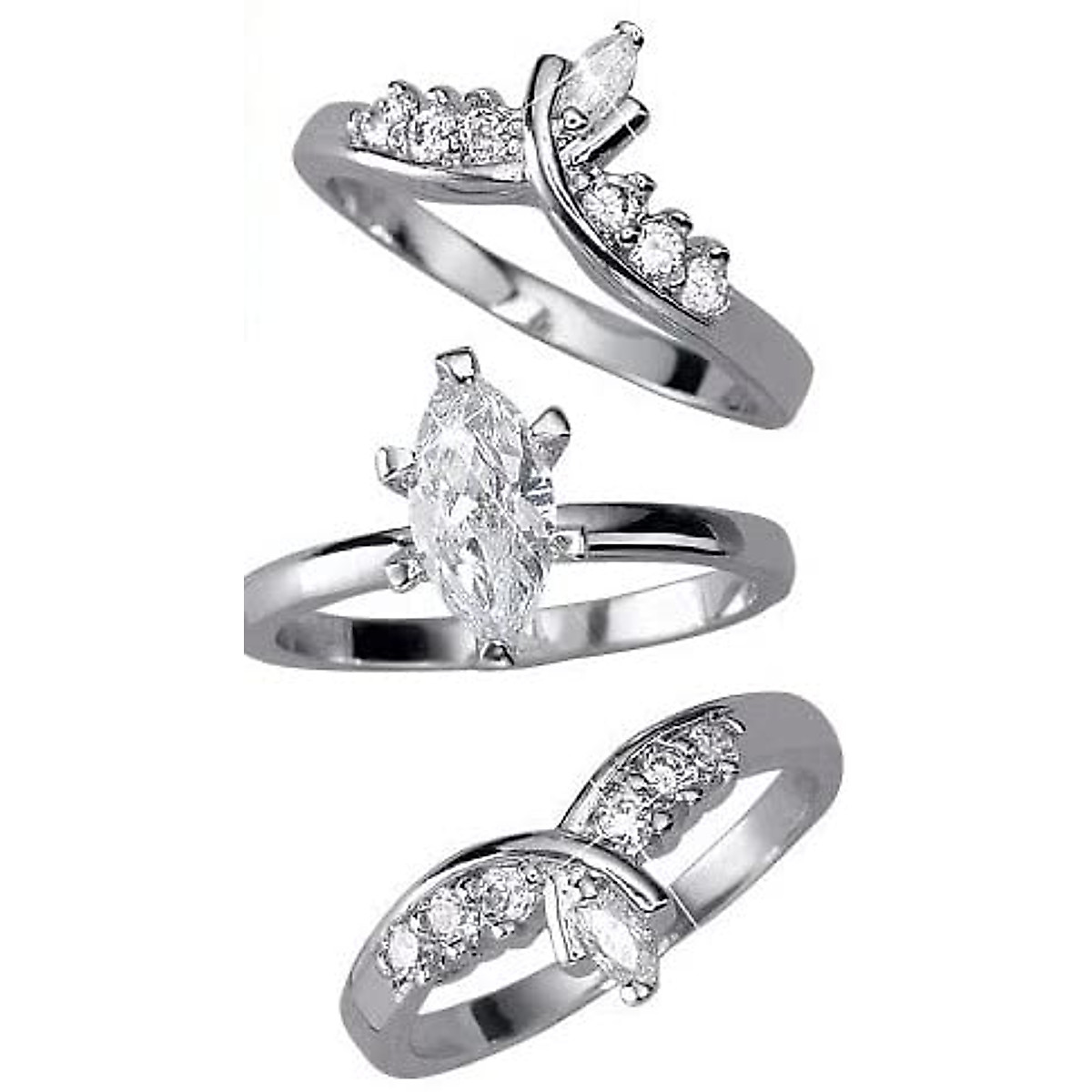 Avon Silvertone Marquise Ring with Jacket Set