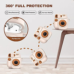 MOLOVA Case for Airpods 1&2, 3D Fashion Cartoon Stylish Cute Funny Cartoon Camera Anti-Drop Case with Keychain for Women Girls Teens(Cartoon Camera)