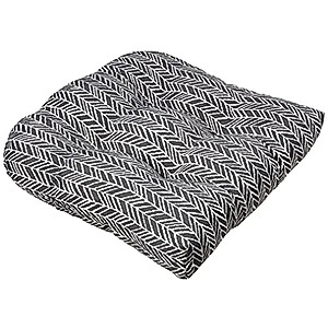 Pillow Perfect - 609973 Outdoor/Indoor Herringbone Slate Tufted Seat Cushions (Round Back), 19" x 19", Gray, 2 Pack