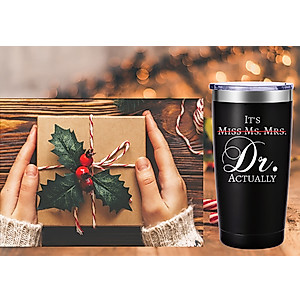 AMZUShome Doctor Gifts Travel Tumbler.It's Miss Ms Mrs Dr Actually Mug.Doctor,Doctor Retirement,Medical School Graduation Gifts.Appreciation,Birthday,Christmas Gifts for Doctors,MD,Med.(20oz Black)