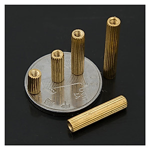 KOVNOVI M2x3-34 300pcs Double-Pass Copper Cylinder Circular Knurling Bolts Brass Pillar (Size : 28mm, Color : M2)