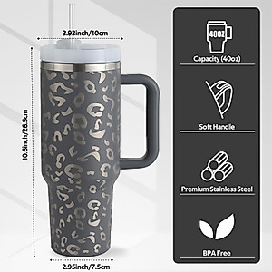 cenivi 40 Oz Tumbler With Handle And Straw, Stainless Steel Tumbler With Lid And Straw Vacuum Insulated Travel Mug 2-In-1 Lid (Straw/Flip) Cup For Hot Cold Beverages,Car,Home,Office, Dishwasher Safe