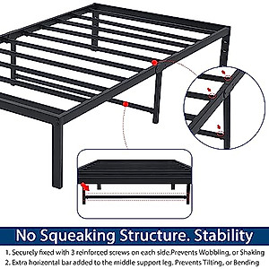 LUSIMO Twin Bed Frame 14 Inch Metal Bed Frame with Storage Twin Size Platform Bed Frame No Box Spring Needed Heavy Duty Steel Slat and Anti-Slip Support Easy Quick Lock Assembly Black