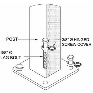 Dome Shaped Decorative Snap On Screw Caps & Washers for 9/16" Hex Head 3/8" Shank Lag Screws and Hex Bolts on Aluminum Cable Deck Rail Systems (50 Pieces) (Black)