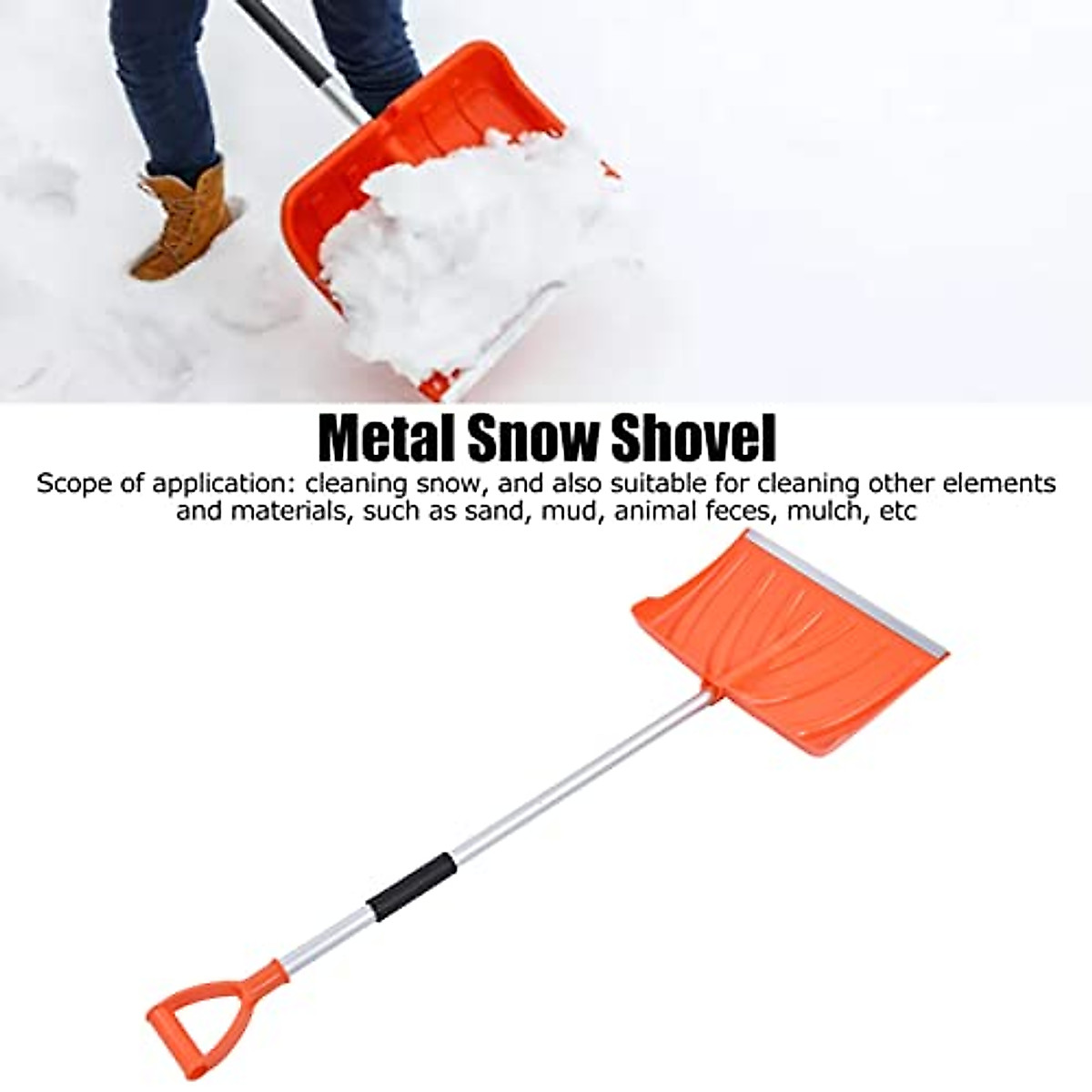 Snow Shovel, Portable Detachable Snow Shovel with D Grisp Handl for Car Home Garage Garden Kids Snow Removal Shovel