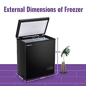 DEMULLER 4.0 Cubic Feet Deep Chest Freezer Small Freezer with Electronic Display Screen Electronic Thermostat Accurate to Every Degree removable Storage Basket Black