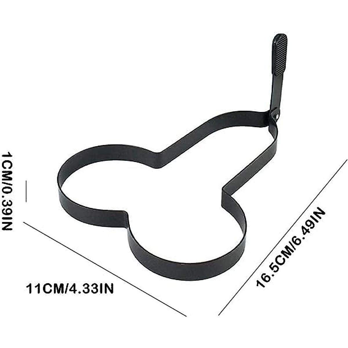 Black Funny Egg Fryer, Stainless Steel Egg Pancake Cooking Tool Non-Stick Kitchen DIY Egg Fried Mould with Handle for Muffins Patties, for Valentine's Day Egg Poachers