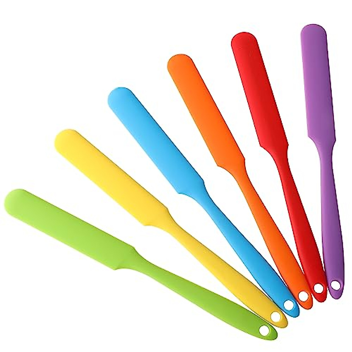 WLLHYF Color Silicone Spatula 6pcs 9.8in Extra Large Long Handle Non Stick Baking Icing Scraper Pastel Spreader Mixing Stir Sticks Cake Cream Pancake Fruit Resin Spread Scraper Set Mix 6 Colors