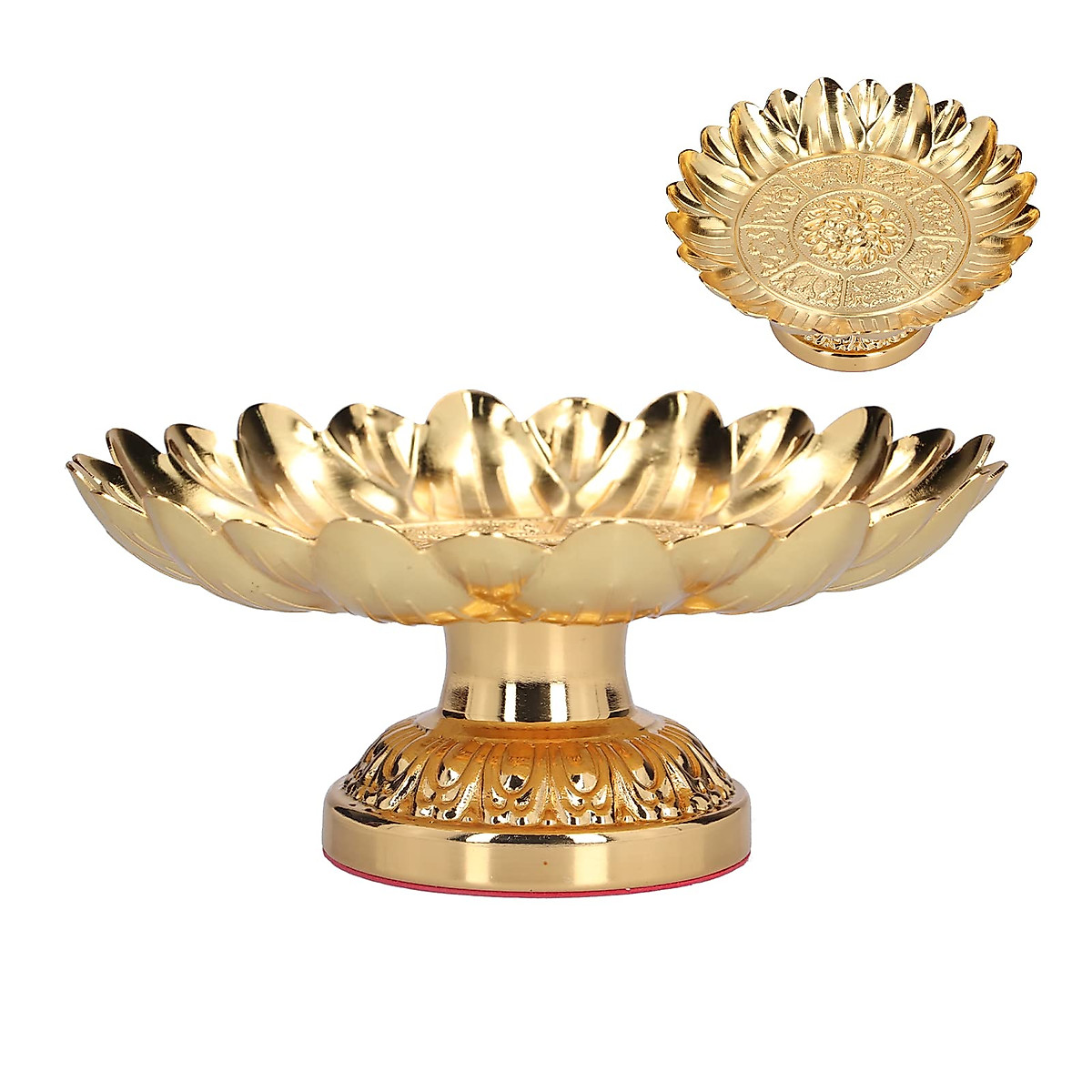 Decorative Tray Decor, Small Decorative Tray High Capacity Delicacy Offering Bowl Decorative Plate for Placing Fruit Worship Buddha(press 7 Inch Lace Heavy Fruit Plate)