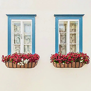 Harmiden 4 Pcs 30“ Window Box Deck Railing Planter with Coco Liner for Outdoor Balcony Porch Fence Patio Rail