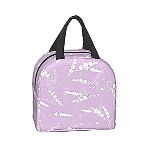 carati Cute Lavender Flowers Light Purple Lunch Box Reusable Lunch Bag Cooler Tote Travel Picnic Insulated Durable Shopping
