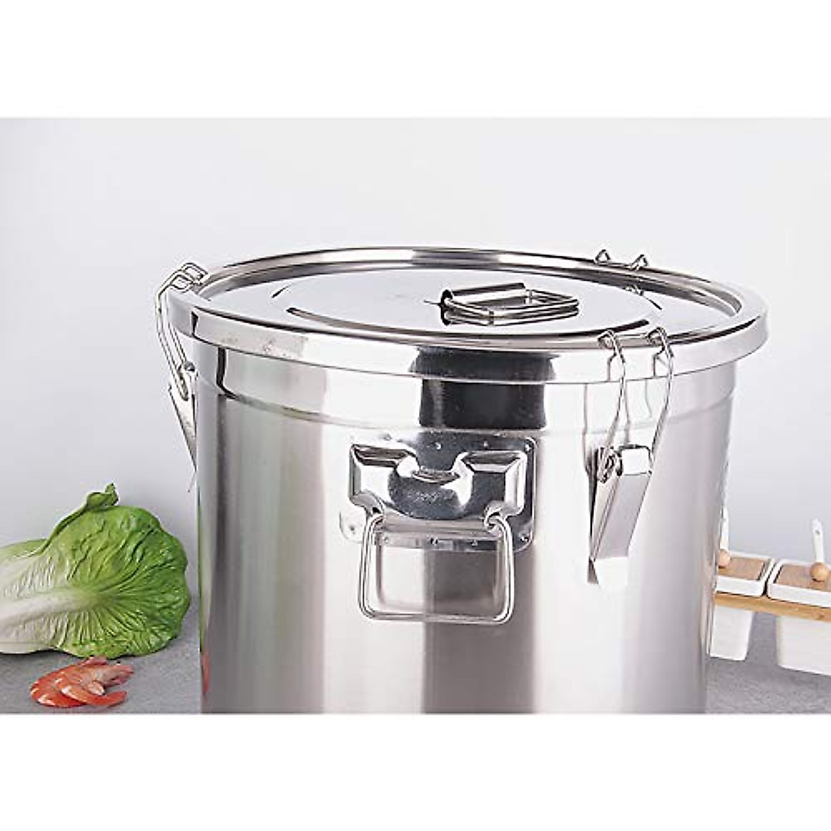 Lidhujnk Stainless Steel Airtight Canister for Kitchen, 6L Milk Wine Container Cereal Rice Bucket Grain Storage Canister 304 Stainless Food Bean Flour Oil Sugar Milk Cookie Storager