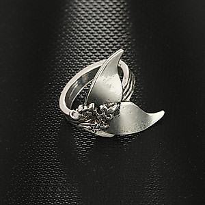 Women Bohemian Antique Silver Fish Whale Tail Mystical Mermaid Ring Midi Finger Knuckle Rings Beach Sea Animal Vintage Jewelry Gift Good Luck Fingers Accessories Casual Match Silver 8