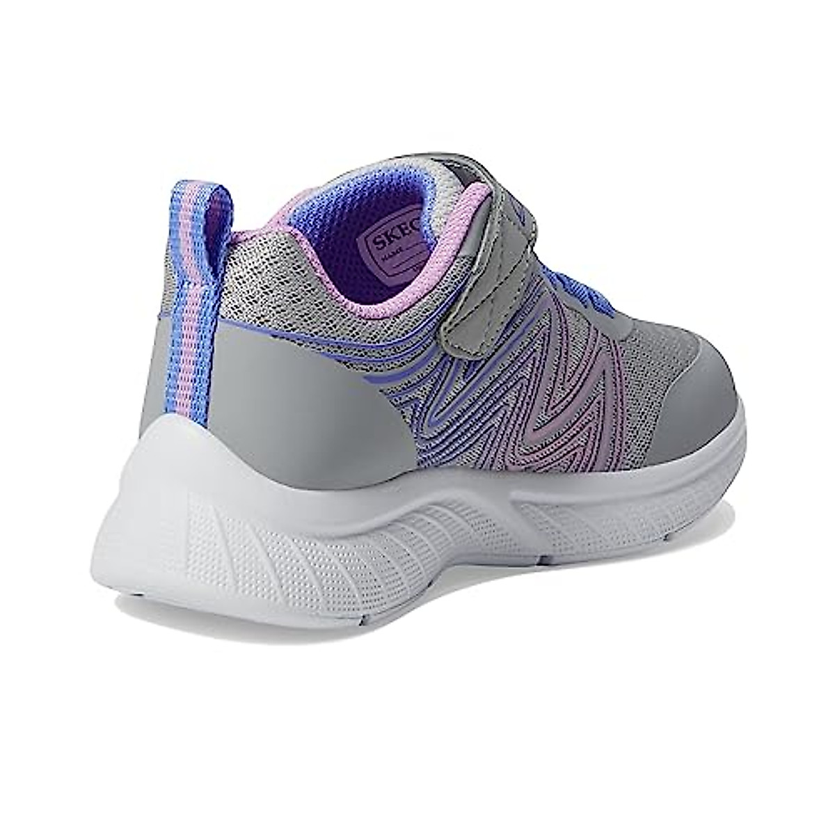 Skechers Kids MICROSPEC PLUS-SWIRL SWEET Sneaker, Gray/Multi, 12.5 US Unisex little kid