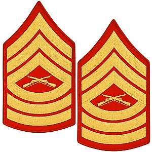 United States Marine Corps USMC chevron gold embroidered on red MSGT Master Sergeant
