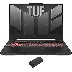 ASUS TUF Gaming A15 (2023) Gaming & Entertainment Laptop (AMD Ryzen 7 7735HS 8-Core, 64GB DDR5 4800MHz RAM, 2x2TB PCIe SSD RAID 1 (2TB), GeForce RTX 4050, 15.6" 144Hz Win 11 Pro) with USB-C Dock