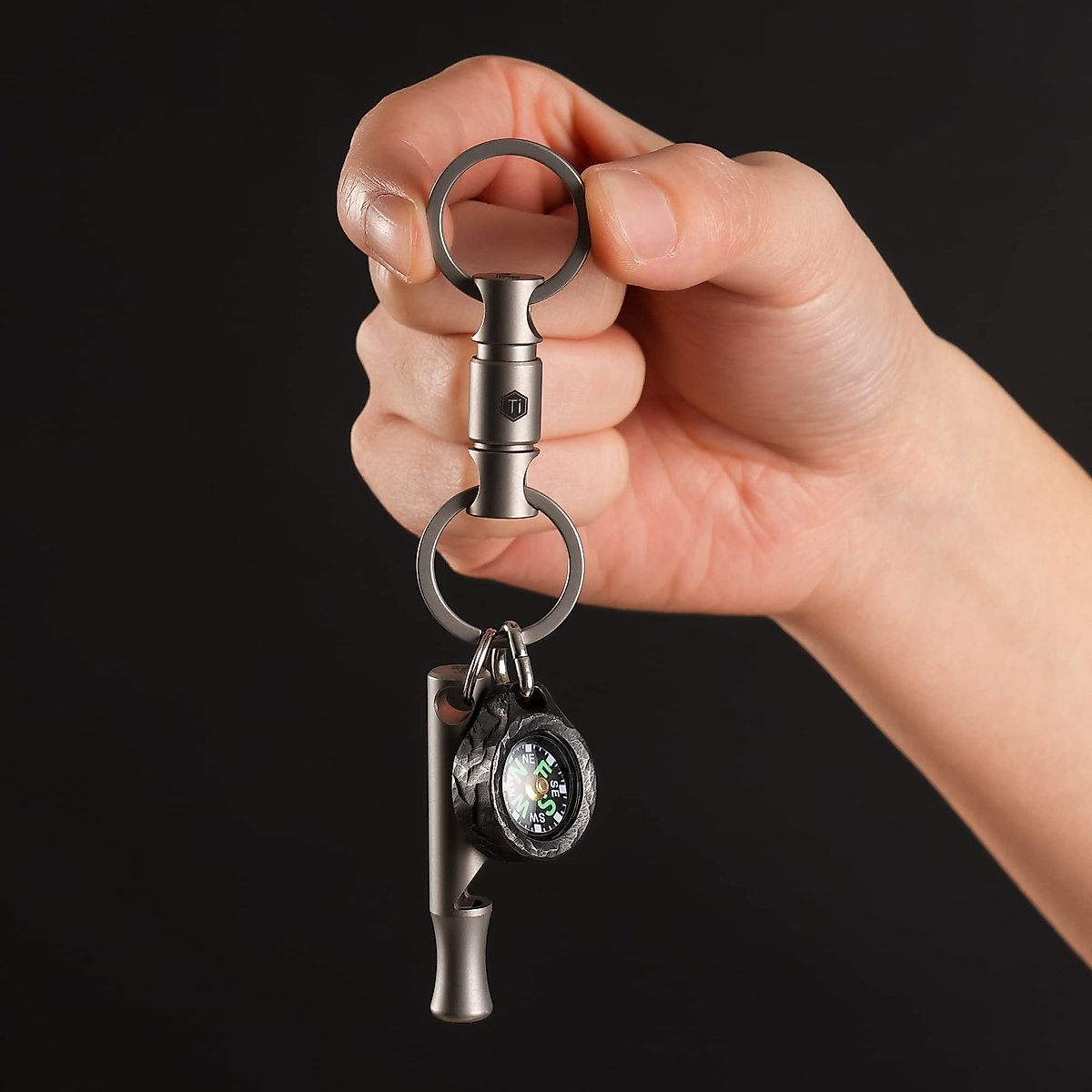 KeyUnity KA24 Detachable Key Ring Connector, Double-end Swivel Keychain Titanium Rotatable Key Organizer Linker for Carabine
