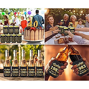 BdayPtion 40th Birthday Decorations for Men Women, 40th Party Decorations, 40 Year Old Bday Party Supplies, Forty Birthday Present, Black and Gold Pack of 12 Can Cooler Sleeves