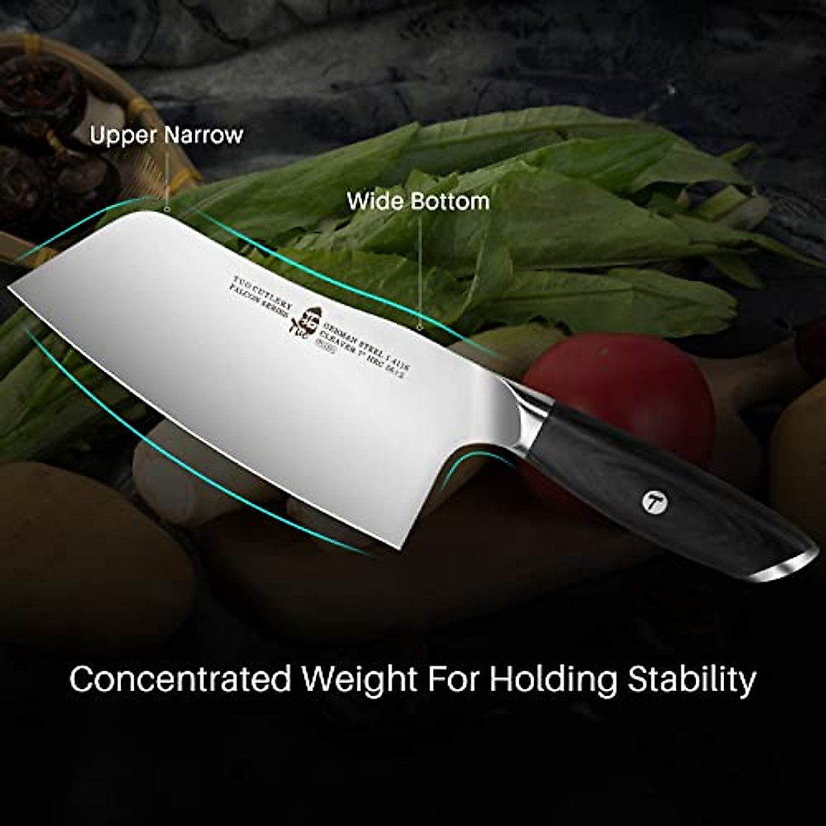 TUO Kitchen Knife - Heavy Duty Kitchen Knife, Multi-functional Knife for Bone Poultry Meat Fish - German Steel & Pakkawood Handle with Safety Lock - Falcon Series with Gift Box