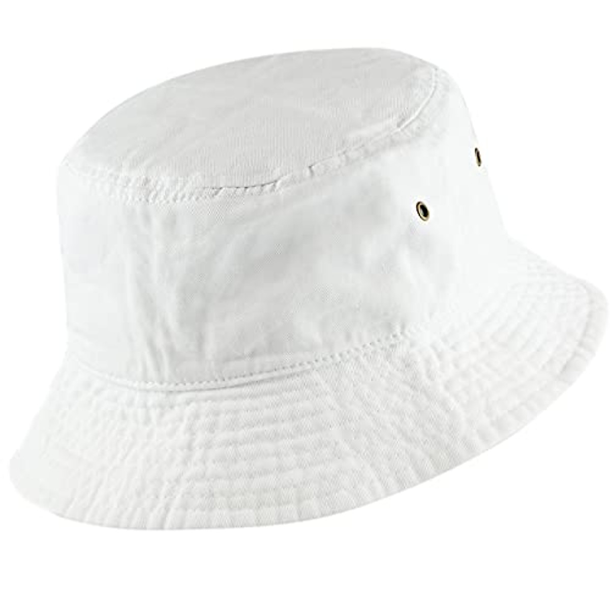 The Hat Depot 300N Unisex 100% Cotton Packable Summer Travel Bucket Sun Fishing Hat (S/M, White)