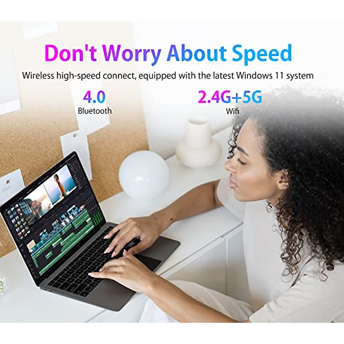 WAKST Laptop Windows 11, 13.3-inch Intel E3950 2.0 GHz Intel HD Graphics 500, 6GB RAM + 128GB SSD, Thin and Light Laptop, WPS Office, USB 3.0, Bluetooth, MHDMI, Grey