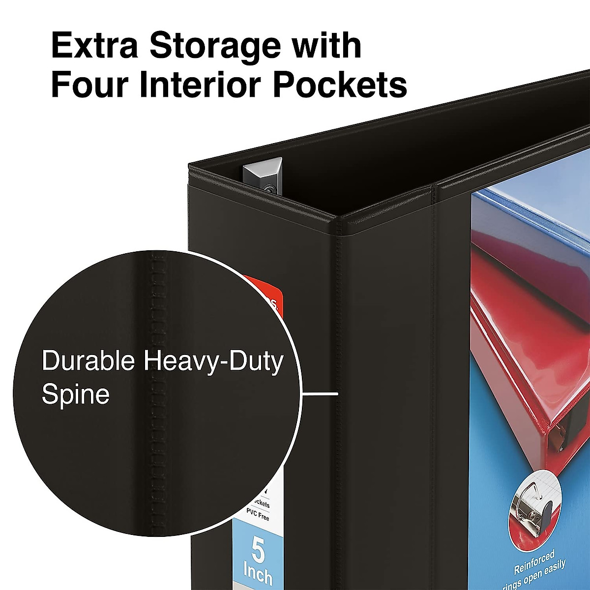 Staples 5 Inch Heavy-Duty View Binder with D-Rings, Black