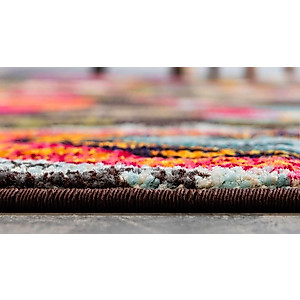 Unique Loom Estrella Collection Contemporary, Bohemian, Floral, Abstract, Paisley Area Rug, 7' 1" x 10' 0", Brown/Beige