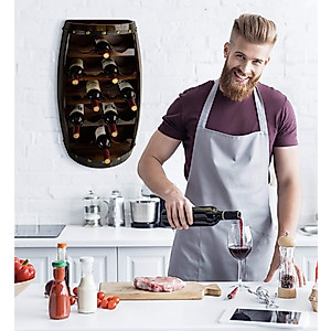 CoTa Global Alexander Wall Mounted Wine Rack - 18 Wine Bottles Freestanding Wooden Barrel Wine Holder, Hanging Bottle Rack or Floor Stand, Rustic Wine Storage Shelf Organizer for Wine Bar & Home Décor