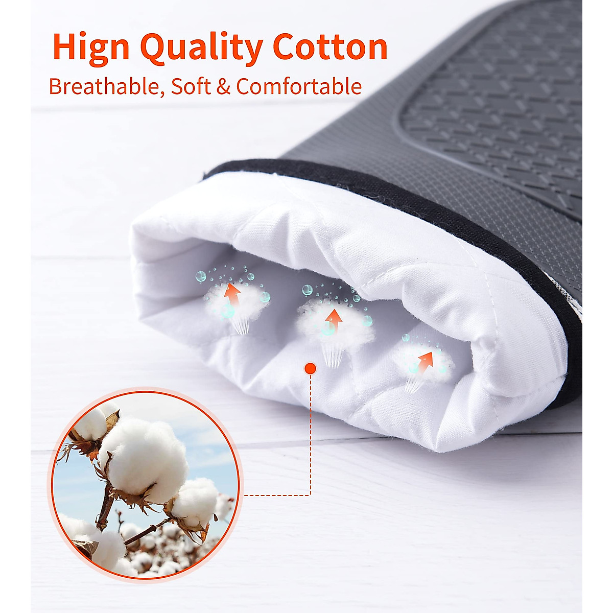 Silicone Oven Mitts and Pot Holders Sets - Ankway Heat Resistant Kitchen Mitts with Waterproof, Flexible Oven Gloves with Quilted Liner for Kitchen Cooking Baking Grilling, Dishwasher Safe, Gift Pack