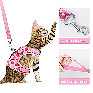 URATOT Cat Harness and Leash Set Cat Vest Harness Pet Leash and Collar Set Pet Harness for Kitties Puppies Small Pets Outdoor Walking, Small