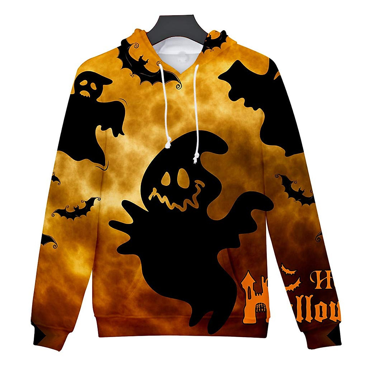 CapsA Halloween Hoodies Costumes for Women Long Sleeve Pumpkin Print Hoodie Top Blouse Funny Pullover Hooded Clothes