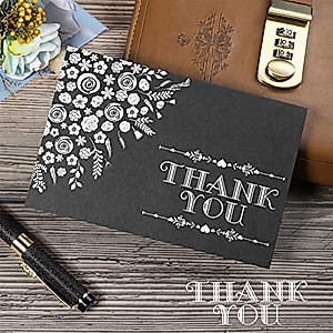 150 Pack Thank You Cards with Envelopes and Stickers, Brown Craft Black Chalkboards Thank You Cards Multipack for Business Wedding Bridal Shower Baby Shower