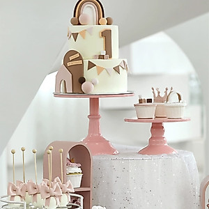 4 Pcs Pink Cake Stand Set Round Metal Cake Stands Metal Cupcake Holder Pink Dessert Table Display Set for Wedding Birthday Party Baby Shower Anniversaries Supplies