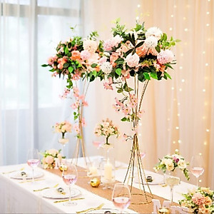 LOYALHEARTDY 10 Pcs Tall Metal Trumpet Vase, 31.5inch Metal Flowers Stand Wedding Centerpiece Table Decorations, Gold Centerpieces Road Lead Flower Rack for Wedding Decorations, Party, Event, Home