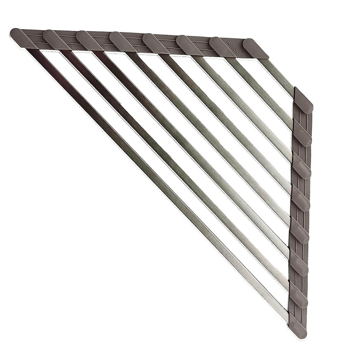 Ahyuan Corner Sink Dish Drainer Over The Sink Dish Drying Rack Corner Dish Rack SUS304 Cubic Stainless Still Kitchen Sponge Holder Corner Sink Sponge Caddy Dish Rack (Gray)