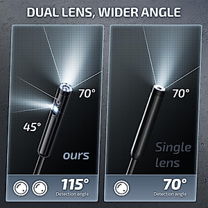 [Dual-Lens] Endoscope Camera with Light, 1920P Borescope Inspection Camera with 8+1 Adjustable LED Lights, Semi-Rigid Snake Cable 16.5FT, IP67 Waterproof for iPhone, iPad, Samsung,Cool Gadgets for Men