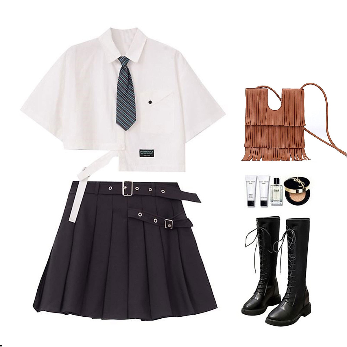 Quniko Cowgirl Crossbody Bag Fringe Messenger Bag Purse for Women Girls, Brown