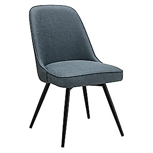 OSP Home Furnishings Penton Swivel Chair with Padded Seat and Black Legs 2-Pack for Dining or Home Office Use, Navy Blue Faux Leather