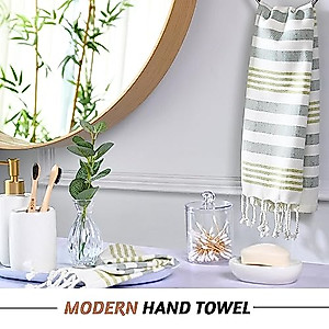 Folkulture Hand Towels for Bathroom, Set of 2 Decorative Hand Towels with Hanging Loop, 100% Cotton Turkish Hand Towels Set or Boho Hand Towels for Kitchen 16" x 30" Inches (Fiji - Sage Green)