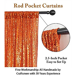 Sequin Backdrop Curtain Orange 2FTx7FT 2 Pack Sequin Fabric Backdrop Drapes Christmas Backdrop for Photography 60x215cm Orange Wall Backdrop for Video Studio Prop
