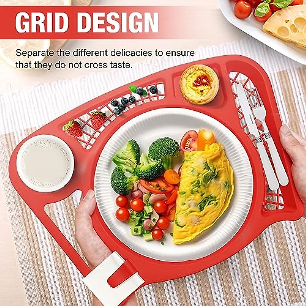 STBoo Paper Plate Holders Reusable - Plastic Plates Holder Heavy Duty | Picnic Tray Reusable Set Dishwasher Safe | Paper Plate Dispenser for 4th of July, BBQ's, Parties,Camping (4 Set-Red)