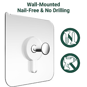 Picture Hangers Without Nails, A Set of 20 Adhesive Wall Hooks,No Damage Wall Hooks for Hanging on Kitchen,Bathroom,Bedroom and Office, Single Wall Hangers Holding up to 13 lbs