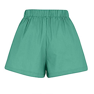 New Beach Shorts, Thenlian Women's Fashion Solid Color Cotton Flax Elastic Short Pants Leisure Shorts(XXXXL, Blue)