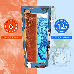 Cute Animal Dog 20oz Tumbler Stainless Steel Vacuum Insulated Double Wall Travel Tumbler, Durable Insulated Coffee Mug, Thermal Cup With Lid and Straw for Hot & Cold Drinks
