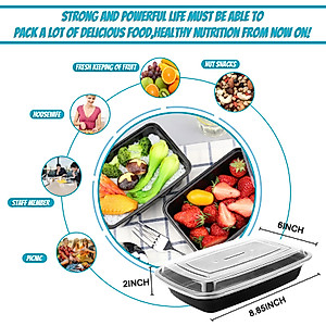 Meal Prep Container, 26 oz [50 Pack]-Single 1 Compartment Food Meal Prep Containers Reusable, BPA Free Extra-thick disposable Food Storage Containers with Lids Microwave Dishwasher Freezer Safe