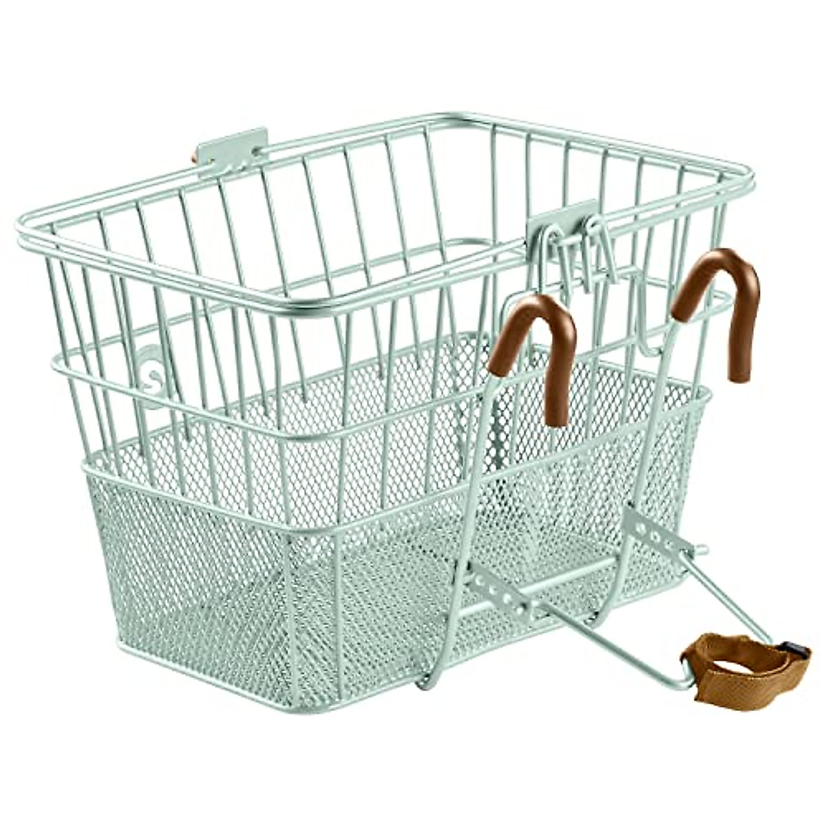 Retrospec Apollo Detachable Front Bike Basket Steel Half-Mesh with Integrated Detachable Hooks and Built-in Handle, Easy Assembly and Portability for Bicycles