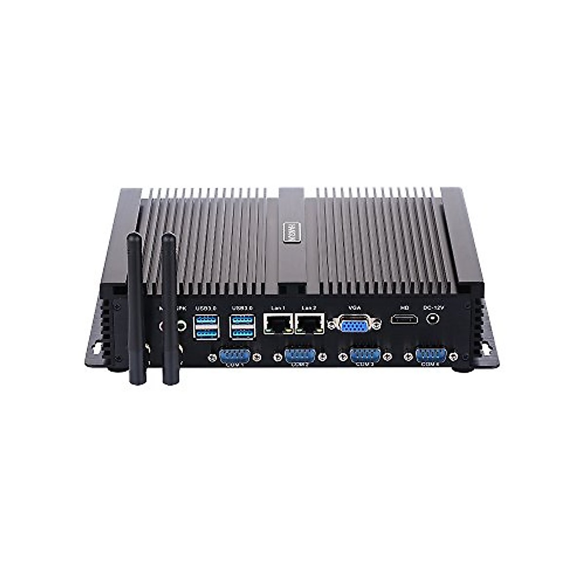 HUNSN Fanless Industrial PC, Mini Computer, Intel Core I5 3317U, Windows XP / 11 or Linux Ubuntu, IM02, VGA, HDMI, 2 x LAN, 4 x COM RS232, 4 x USB2.0, 4 x USB3.0, 8G RAM, 512G SSD, 1TB HDD